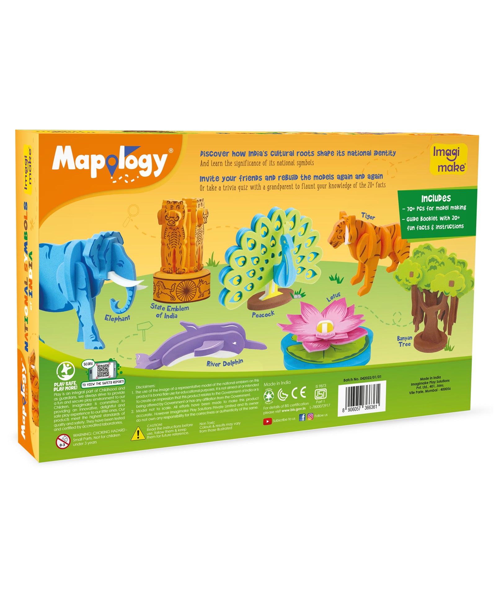 ImagiMake Mapology National Symbols Of India Multicolor 70 Pieces imagimake-mapology-national-symbols-of-india-multicolor-70-pieces