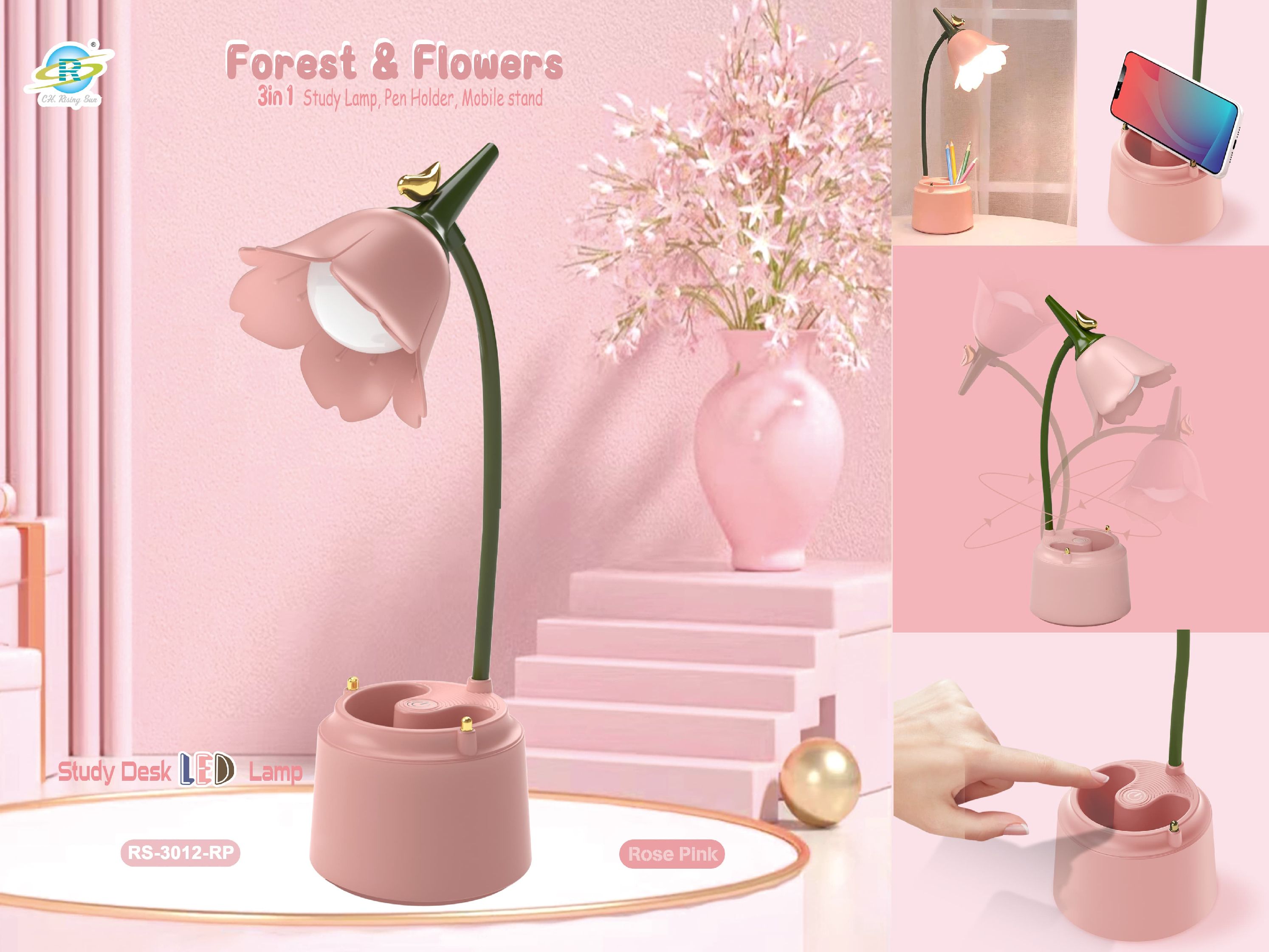 LED Flower Desk Lamp | Table Light | Cute Touch Reading Table lamp ...