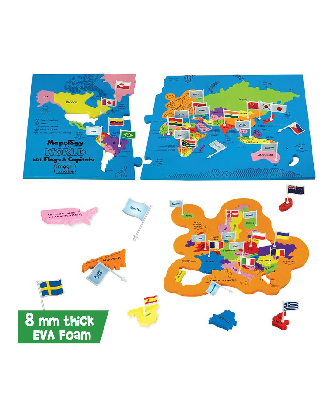 Imagimake Mapology World With Flags and Capitals Multicolour – Kidsinfy.in
