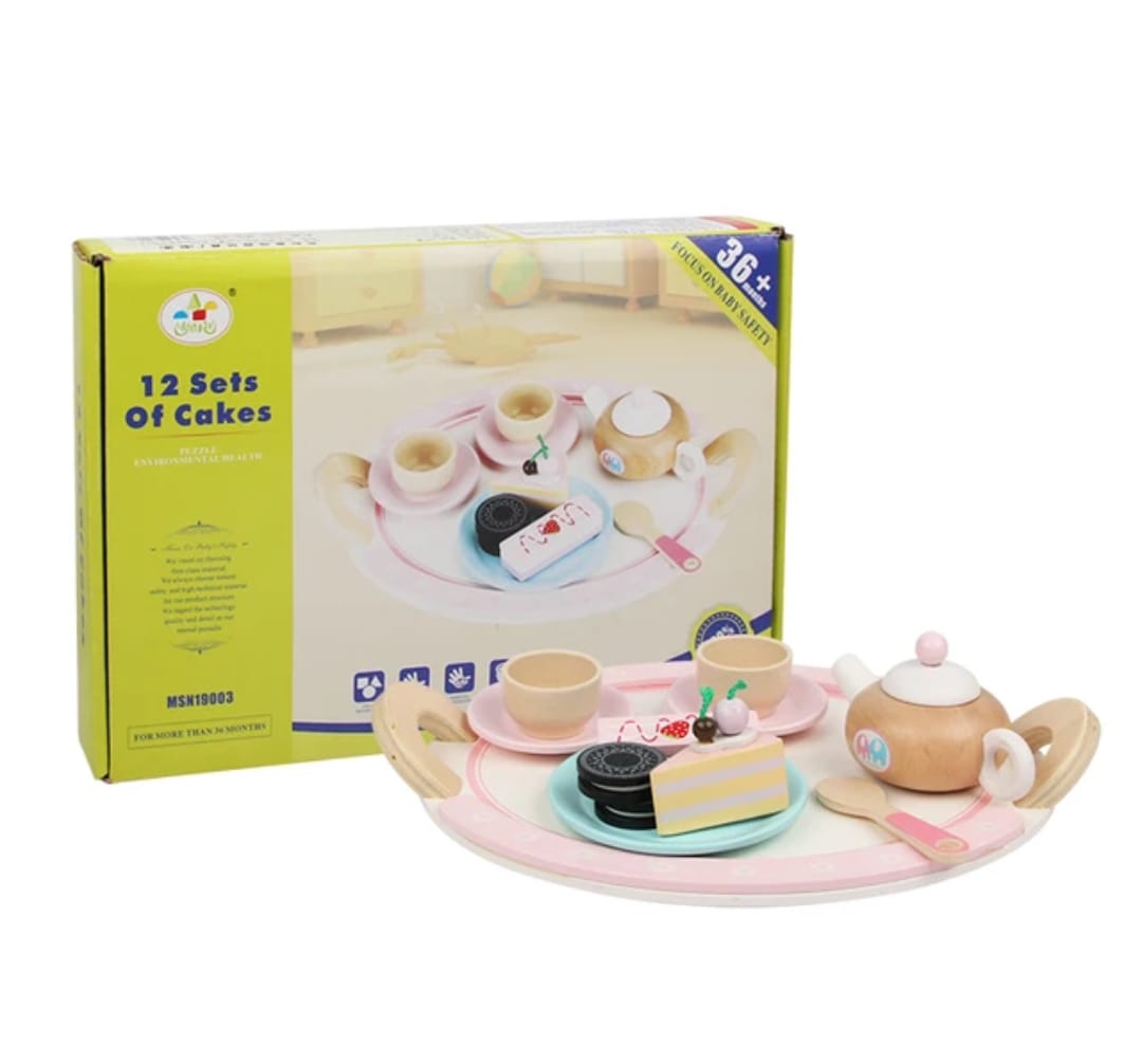 Enchanting 12 Sets of Wooden cake set | Cake Set Pretend Play Kitchen ...