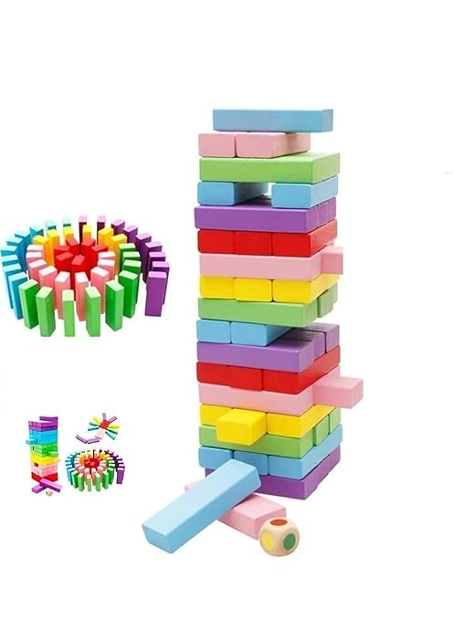 SIMARR Colored Stackeez Wooden Tower Building Game For Kids ...