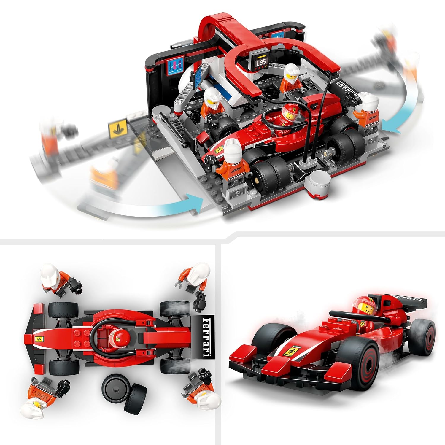 LEGO City F1 Pit Stop & Pit Crew with Ferrari Car Racing Vehicle Toy ...