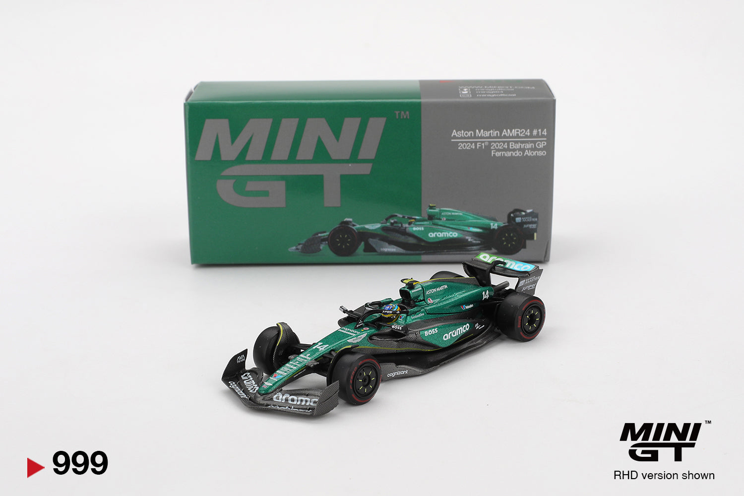 MINI GT 999 - Aston Martin AMR24 #14 Fernando Alonso 2024 F1 2024 Bahr ...